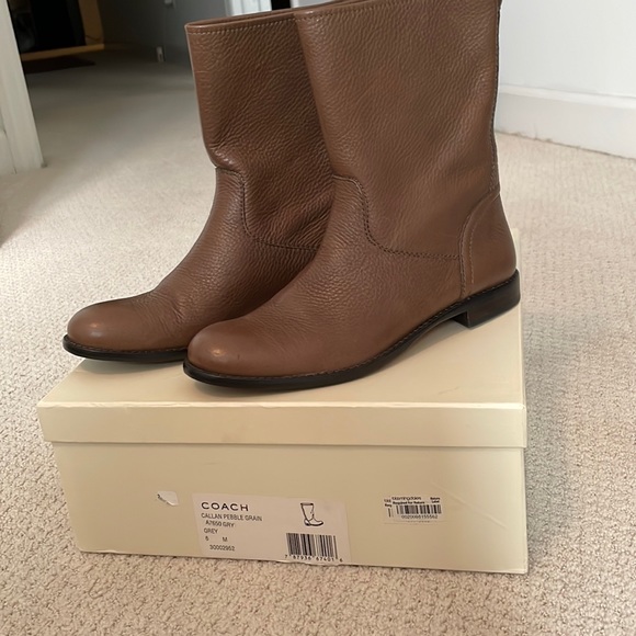 Coach | Shoes | Coach Callan Pebble Grain Brown Leather Boots In Size ...